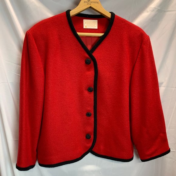 Pendleton | Jackets & Coats | Vintage Pendleton Red Wool With Black ...